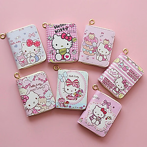 Small Wallet for Women and Girl, Short PU Leather Zipper Cute Coin Purse, 2Pce