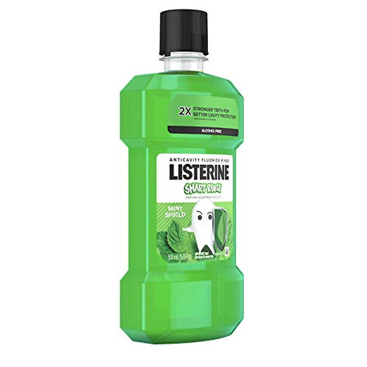 Listerine Smart Rinse Kids Fluoride Anticavity Mouthwash, Mint Shield Flavor, 500 mL