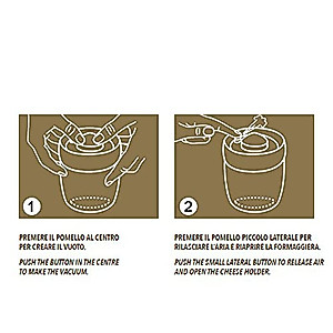 Italian Pottery Cheese Container - Glass Cheese Holder with Vacuum System