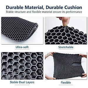 Gel Seat Cushion, Double Thick Enhanced Honeycomb Design Cushion with Non-Slip Breathable Cover for Pressure Relief & Tailbone Pain, fits Computer, Office, Car & Wheelchair Chair (18 x 17 x 1.3 in)