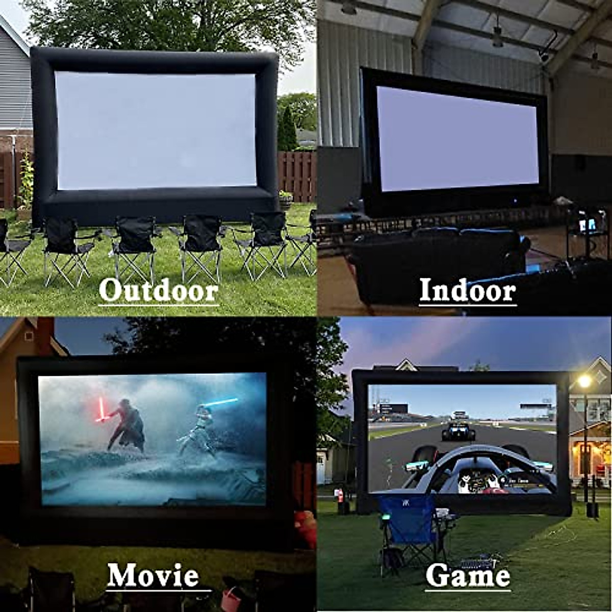 OZIS 25Ft Inflatable Outdoor and Indoor Movie Projector Screen - Blow up Mega Cinema Theater Projector Screen with 450W Blower - Supports Front and Rear Projection - for Backyard Party Barbecue Travel