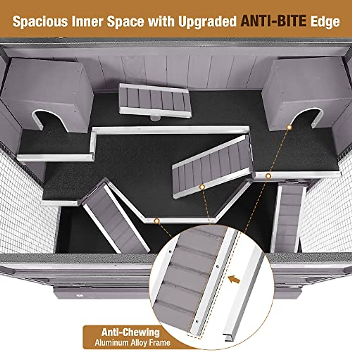 Guinea Pig Cage 3 Levels Ferret Cage, Small Animal Cage | Hamster Cage Rat House - Easy to Clean Leak Proof Tray (Grey, 3 Tiers)