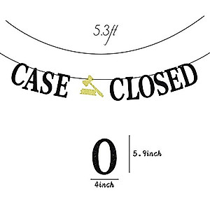 Black Glitter Case Closed Banner - Congrats Lawyer Graduation Bunting Sign - Law School Grad Party Decorations Supplies - Graduation Party Backdrop
