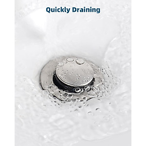 Bathroom Sink Drain with Lift Rod, Pop Up Sink Drain with Overflow, Brushed Nickel Drain Stopper for Vessel Sink, Assembly for Bathroom Faucet