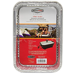 RoadPro Disposable Aluminum Foil Cooking Pans RPSC90696 for use with RoadPro RPSC200 12-Volt Portable Roaster, Silver