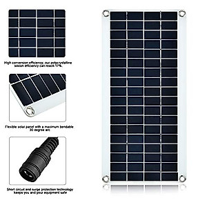 Jadpes 20W Flexible Polycrystalline Solar Panel, 20W New Flexible Polycrystalline Solar Panel Charger Outdoor Waterproof for RV, Homes, Boat | 12V Solar Panel 20W RV