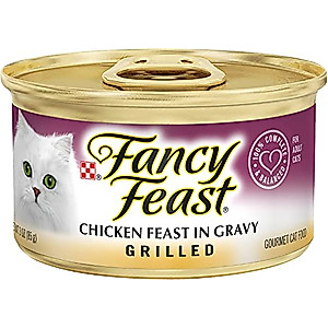 Fancy Feast Gravy Grilled Wet Cat Food Variety Packs Include Chicken, Seafood, & Beef Feast in Gravy Adult Bundle Collection Gluten-Free Protein (Pack of 18)