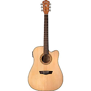 Washburn Harvest 6 String Acoustic-Electric Guitar, Right, Natural (WD7SCE-A)