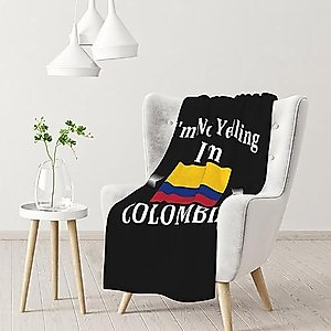 I'm Not Yelling I'm Colombia Colombian Flag Ultra Soft Ultra-Fine Wool Linen Blanket Sofa Bed Women Men