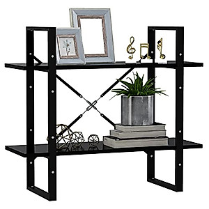 SLGSDMJ Industrial Style Open Office Bookshelf, Ladder Bookshelf, Shelving Unit, Closet Organizer, Multipurpose Storage Cabinet,2-Tier Book Cabinet Black 31.5"x11.8"x27.6" Chipboard