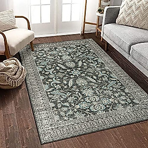 Asrug Floral Luxury Accent Area Rugs Non-Shedding Living Room Bedroom Accent Rug, 3’x5’, Taupe