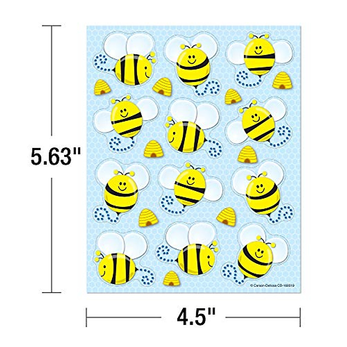 Carson Dellosa 72 Bumble Bee Stickers for Kids, 6 Sheets of Bugs With Hives for Spring Crafts, Scrapbooking, Water Bottle, Teacher Planner, Reward Chart, and School Supplies, Classroom Must Haves