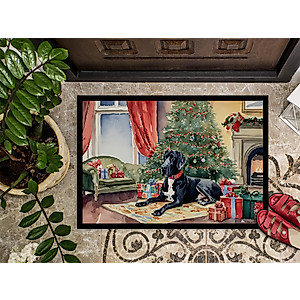 Caroline's Treasures DAC2669MAT Great Dane Cozy Christmas Doormat Front Door Mat Indoor Outdoor Rugs for Entryway, Non Slip Washable Low Pile, 18H X 27W