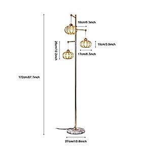 Hsyile KU300259 Industrial Style Crystal Tree Floor Lamp for Living Room,Bedroom,Office,Golden Floor Light,3 Lights