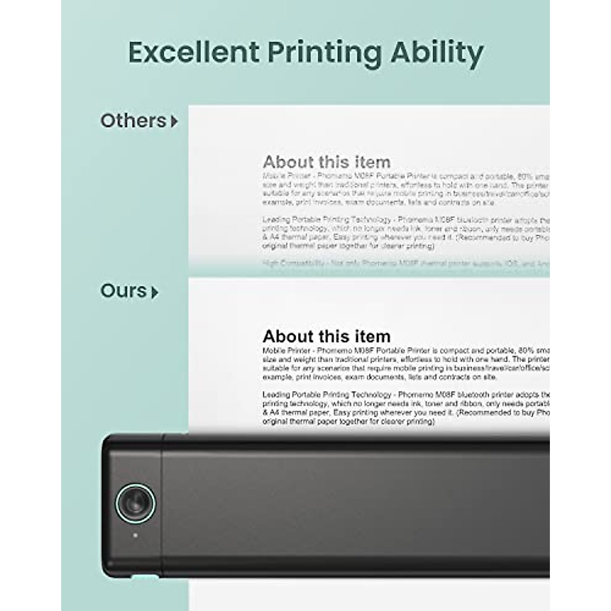 Phomemo M08F A4 Portable Thermal Printer, Supports 8.26"x11.69" A4 Thermal Paper, Wireless Mobile Travel Printers for Car & Office, Bluetooth Printer Compatible with Android and iOS Phone & Laptop