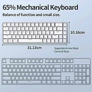 TMKB 60 Percent Gaming Keyboard LED Backlit Ultra-Compact 68 Keys Mechanical Keyboard with Separate Arrow/Control Keys, T68SE, Red Switch