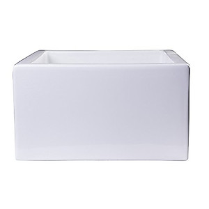ALFI brand AB2418SB-W Smooth Thick Wall Fireclay Single Bowl Farm Sink, 24", White