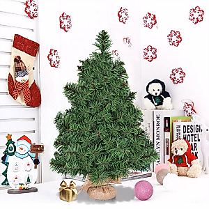 3FT Artificial Tabletop Christmas Tree, Premium Spruce Christmas Tree w/Burlap Base, for Xmas Indoor Decor