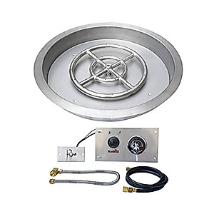 Stanbroil 25 inch Round Drop-in Fire Pit Pan with Spark Ignition Kit Natural Gas Version