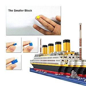 Yemhash Micro Mini Blocks Titanic Model Building Set with 2 Figure, 1872 Piece Mini Bricks Toy, Gift for Adults and Kids