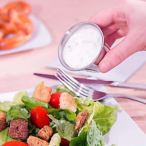 Raitron 4pcs Stainless Steel Sauce Cup Condiment Ketchup Dipping Bowl Seasoning Dish Appetizer Plates Container Kitchen Tools