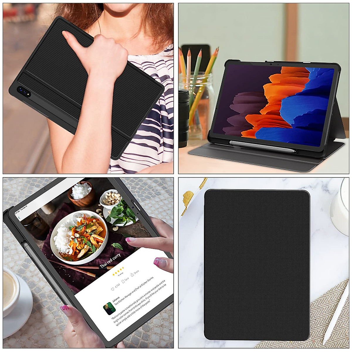 Soke Galaxy Tab S8+/S7 FE/S7 Plus Case with S Pen Holder [SM-X800/X806/T730/T736B/T970/T975] - Shockproof Stand Folio Case for Samsung Tab S8+ 2022/S7 FE 2021/S7 Plus 2020 12.4" Tablet,Black