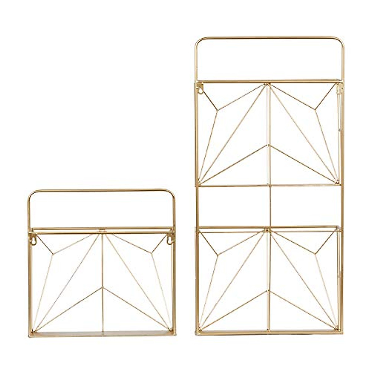 Deco 79 Rustic Metal Rectangle Wall Shelf, Set of 2 15", 30"H, Gold
