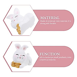 DECHOUS 10pcs Small Landscape Ornaments Zodiac Rabbit Figurine Zodiac Bunny Figurines Easter Bunny Figurines Car Dashboard Ornament Fairy Decor Rabbit Year Decors Animal Display Resin
