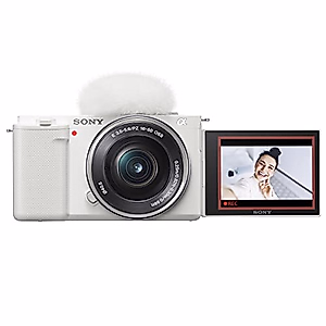 Sony ZV-E10 Mirrorless Camera with 16-50mm Lens, White Bundle with PC Photo & Video Editing Software Suite, 32GB SD Memory Card, Shoulder Bag, 40.5mm Filter Kit