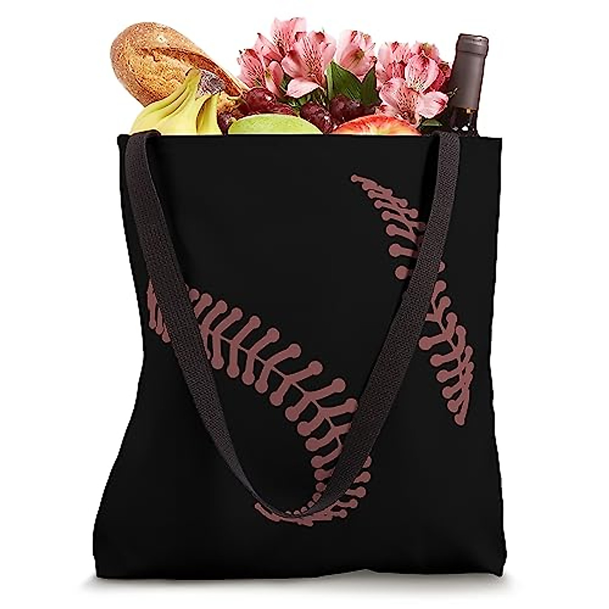 Baseball Lover Player Coach Fan Vintage Red Stitches Graphic Tote Bag