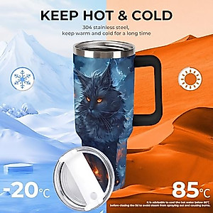 Galaxy Cats 40OZ Tumbler Stainless Steel Travel Mug Water Bottle Car Cup Tea Cups with Lid Black-style
