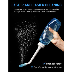 560 ml Large Portable Bidet Bottle Handheld Toilet Shataf Hand Spray Seat Water Sprayer Transparent Blue Bottle | Plus a Silicone Travel Bidet (Blue)