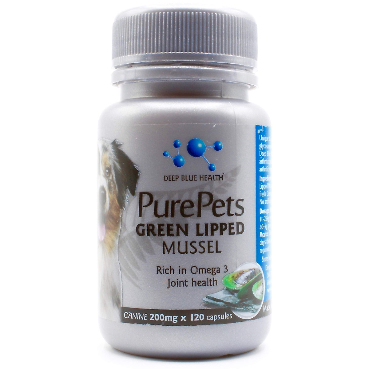 PurePets New Zealand Green Lipped Mussel Capsules for Dogs and Cats - 200mg x 120 Capsules - for Hip & Joint Support - 100% Natural Arthritis Pain Relief - Mobility Supplement Inflammation Management