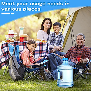 Hoolerry 2 Pieces Water Bottle 1 Gallon Round Plastic Water Jug with Handle Reusable Leak Proof Bottle for Gym Sports Office Daily Cold Liquids Drinking Use, Blue