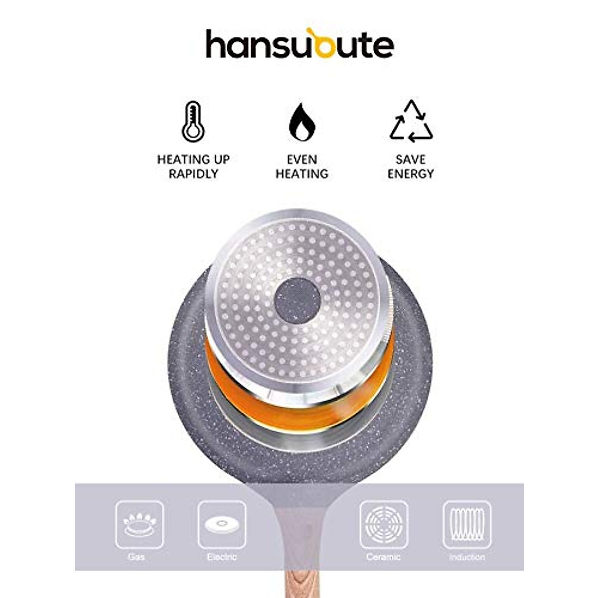 hansubute Nonstick Induction Stone Frying Pan with Soft Touch Handle,Children Protection Function (11inch)