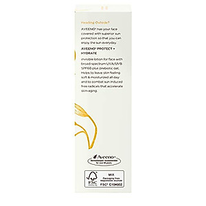 Aveeno Protect + Hydrate Moisturizing Face Sunscreen Lotion With Broad Spectrum Spf 60 & Prebiotic Oat, Weightless & Refreshing Feel, Paraben-free, Oil-free, Oxybenzone-free, 2.0 ounces