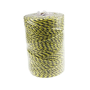 Farmily Portable Electric Fence Polywire, 656 Feet 200 Meter, 6 Conductors, Yellow and Black Color, Easy to Install Repair Splice and Rewind