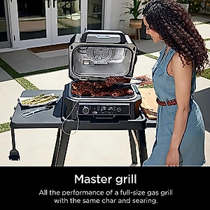 Ninja OG850 Woodfire Pro XL Outdoor Grill & Smoker with Built-In Thermometer, 4-in-1 Master Grill, BBQ Smoker, Outdoor Air Fryer, Bake, Portable, Electric, Dark Gray