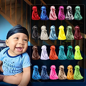 ForceWave 2 PCS Silky Satin Baby Durags for Boys Girls Infant