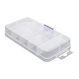 Jutagoss Plastic String Organizer Box With Dividers, 5.12x2.76x0.87 inch,10 Mpartment Craft Storage Containers, 4PCS Bead Tackle Bolt Screw Small Parts Rock Collection Box.
