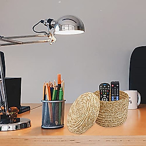 DOITOOL Food Decor 2pcs Straw Storage Basket Toy Basket Round Wheat Straw Hyacinth Storage Baskets