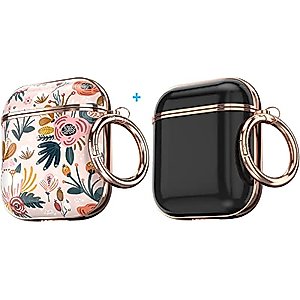 Maxjoy Compatible AirPod Case Cover, Cute Air Pod 2 Hard Shell for Women with Keychain Protective Air Pod 2nd 1st Generation Cover