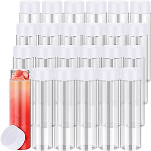 Zhehao 24 Pcs 13.5 oz 400 ml Plastic Juice Bottles with Caps Reusable Sensory Bottles with White Lids Bulk Water Bottles Empty Clear Drink Containers for Storing Beverages Smoothie Milk Tea