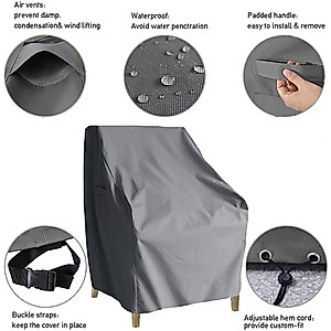 Patio Chair Cover Grey Skyour Outdoor Waterproof Heavy Duty Single Lounge Deep Chair Sofa Furniture Protector High Back Chairs Covers for Backyard Veranda Lawn Garden (2)