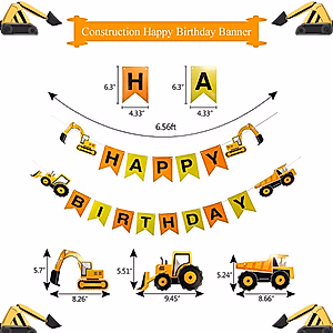 PRATYUS Construction Birthday Party Supplies for Kids, Construction Party Decorations with Banner, Highchair Banner, Yellow Bow Tie Crown Kit, Cake Topper for Boys Girls Bday Party Event Favors