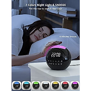 White Noise Machine with 42 Non Looping Natural Sleeping Sounds for Baby Adults,Dual Alarm Clock for Bedrooms with 2 Charger Ports,7 NightLights,6 Timers,9 Alarms,Adjustable Brightness,Memory Function