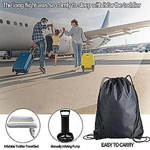 LUCKLYJONE Inflatable Toddler Travel Bed, Kids Airplane Bed, Travel Foot Rest Pillow for Toddler Included Inflatable Travel Bed, Manual Inflatable Pump, Travel Bag