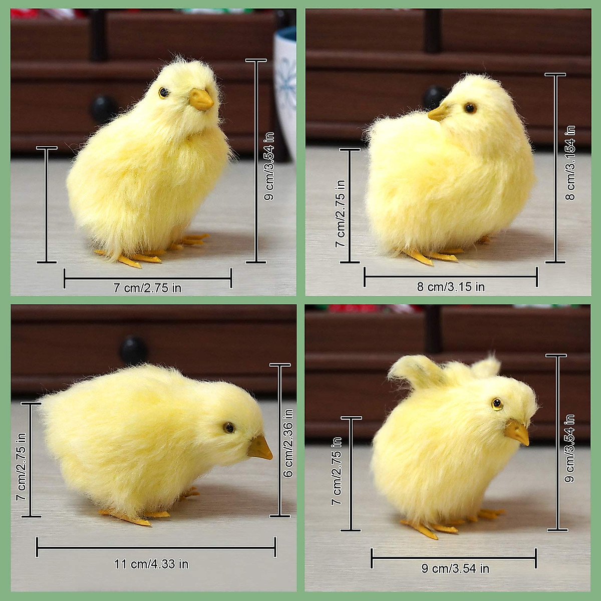4 Pcs Realistic Plush Little Chick Figurine Lifelike Furry Animal Toy Simulated Chicken Sound Photography Props Easter Chicks Decor 4 Poses