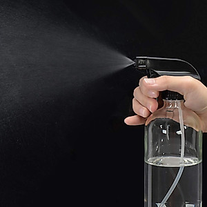 2 Pack 16 oz Clear Boston Glass Spray Bottles,Refillable Trigger Sprayers with Mist & Stream for Essential Oils, Bath, Beauty, Hair & Cleaning Products.Include 2 Durable Caps and 4 Chalk Labels.