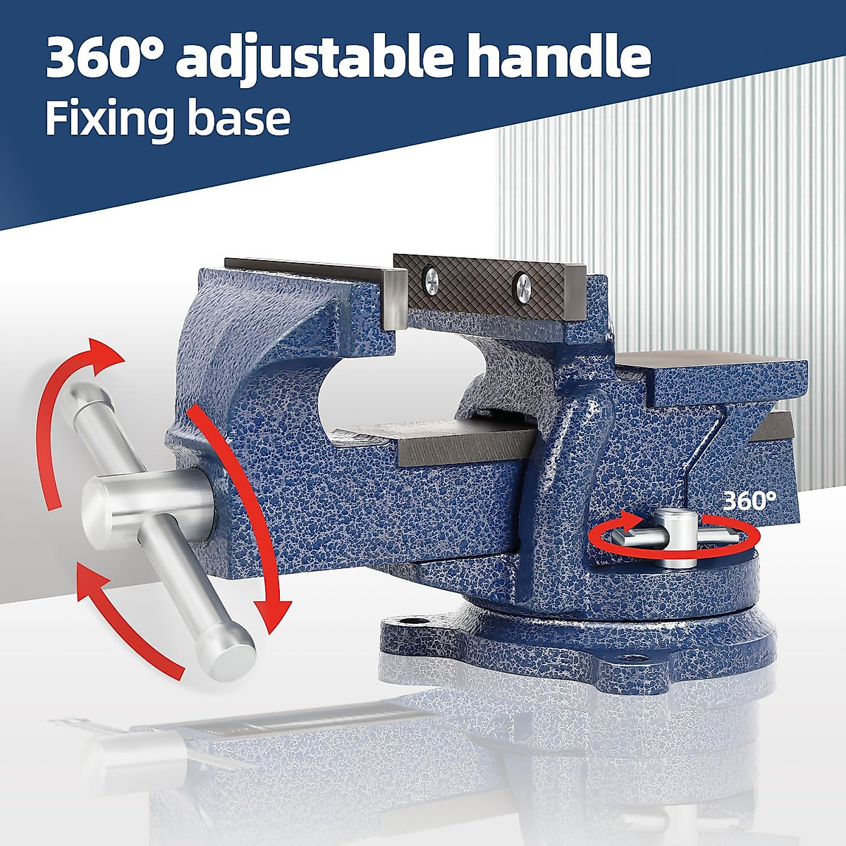 FAHKNS 4" Bench Vise, Workbench Vice Heavy Lock Down Duty Clamps Precision, 4.13" Jaw Width 360° Swivel Base CNC Vise for Woodworking Milling Machine Drill Press